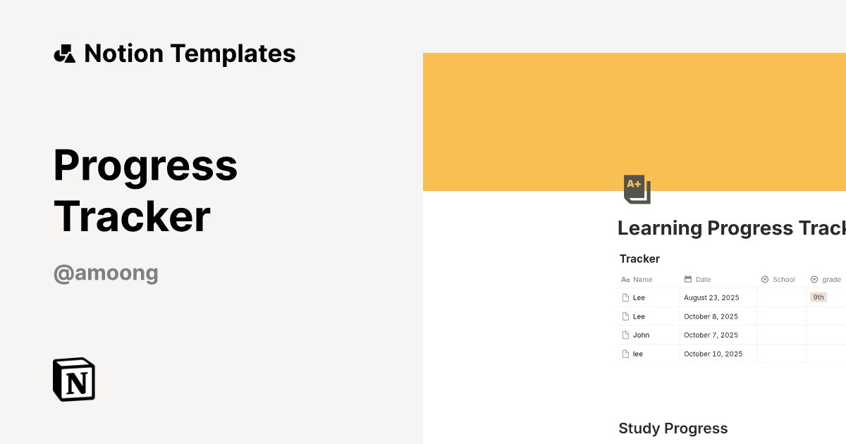 Progress Tracker Template by Amoong | Notion Marketplace