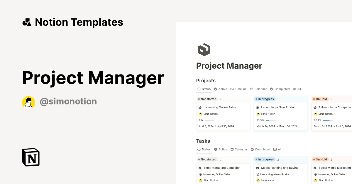 Project Manager Template | Notion Marketplace