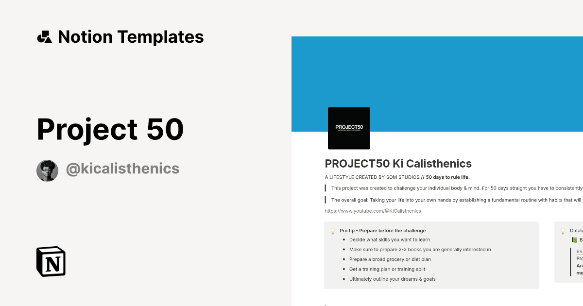 Project 50 Template | Notion Marketplace