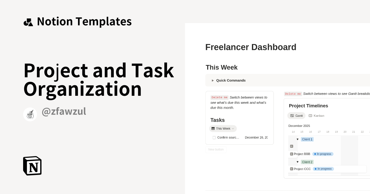 Project and Task Organization Template by Zainab Fawzul | Notion ...