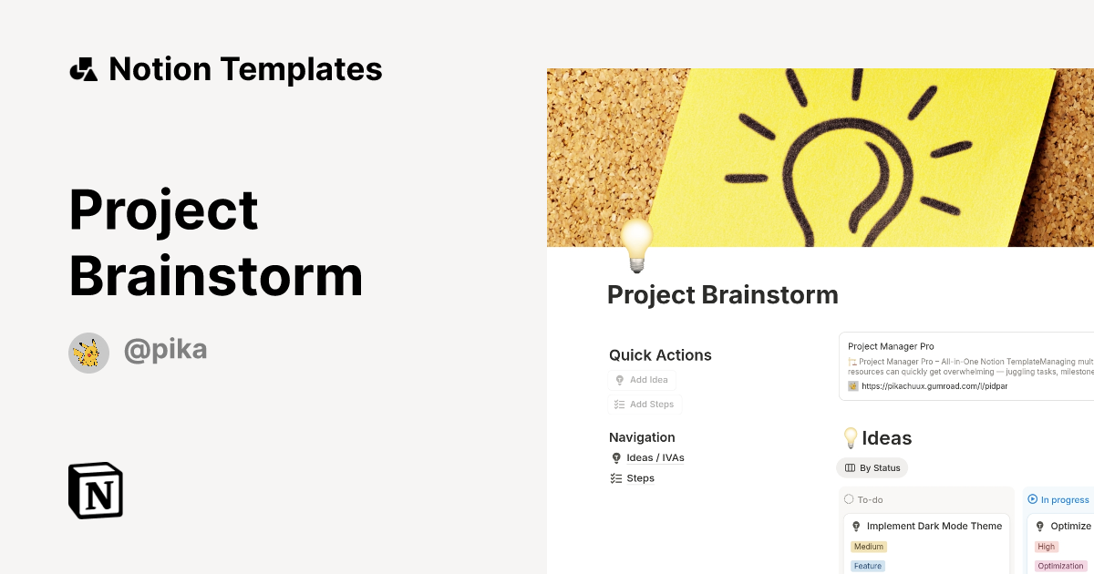 Project Brainstorm Template by Pika | Notion Marketplace