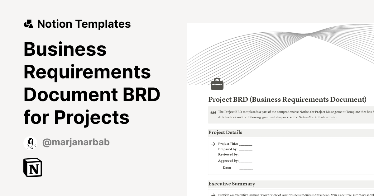 Business Requirements Document BRD For Projects Template Notion