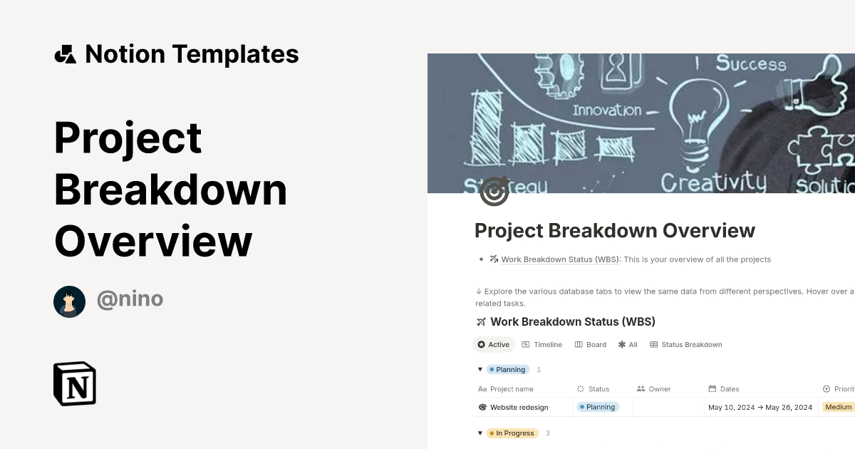 Project Breakdown Overview Template | Notion Marketplace