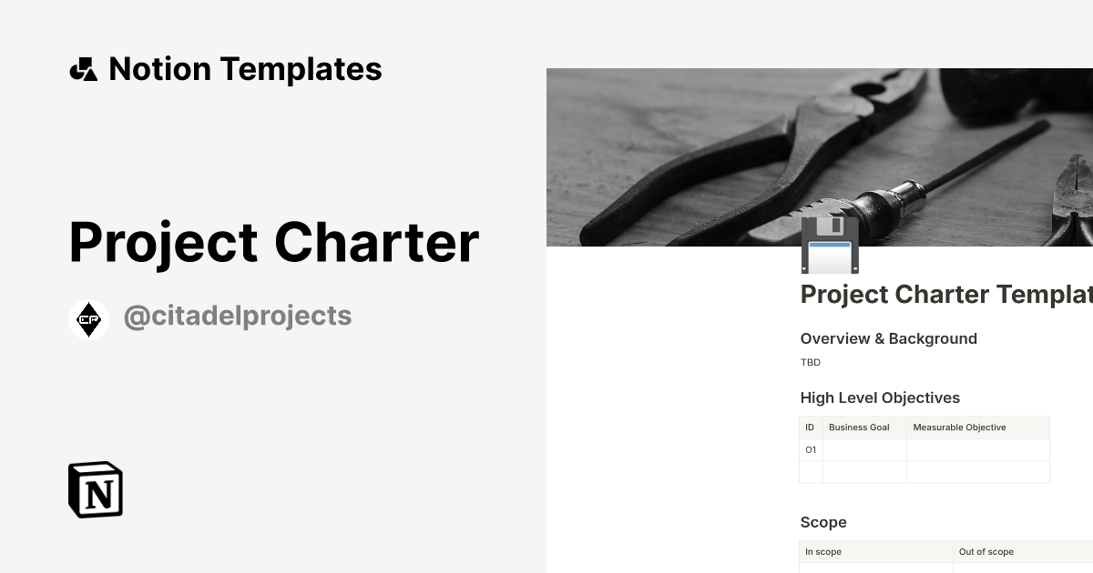 Project Charter Template by Citadel Projects | Notion Marketplace