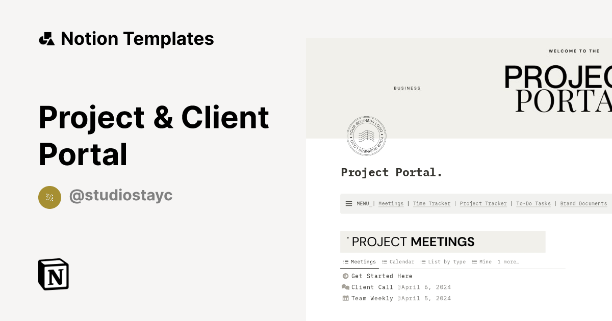 Project & Client Portal Template | Notion Marketplace