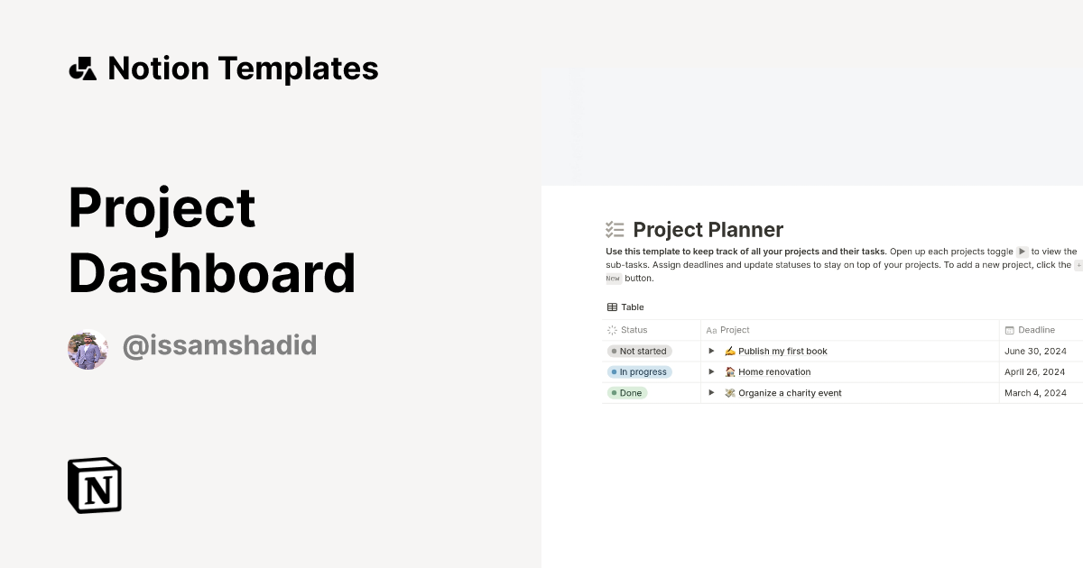Project Dashboard Template | Notion Marketplace
