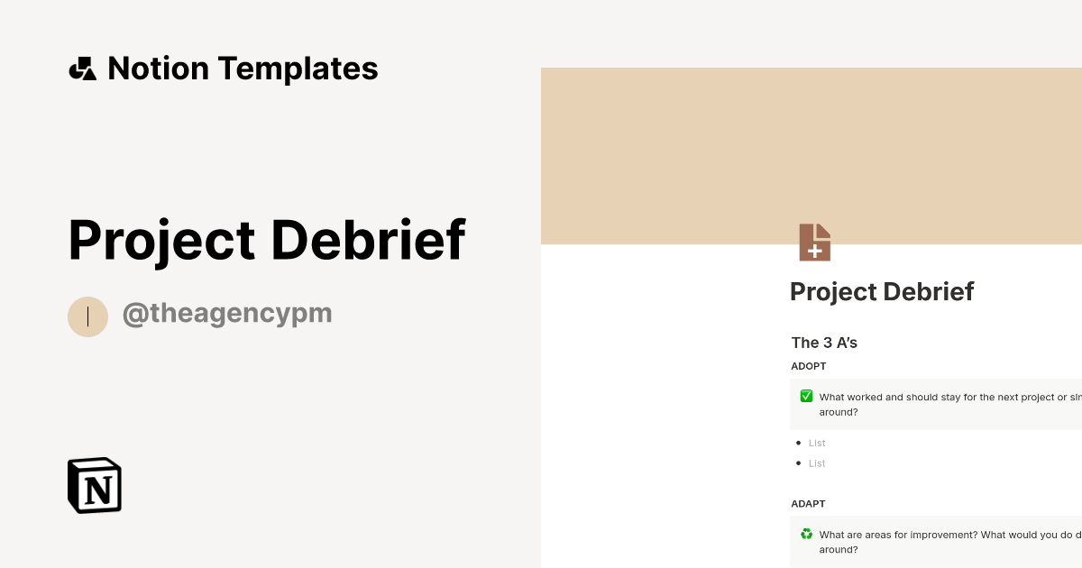 Project Debrief Template by The Agency PM | Notion Marketplace