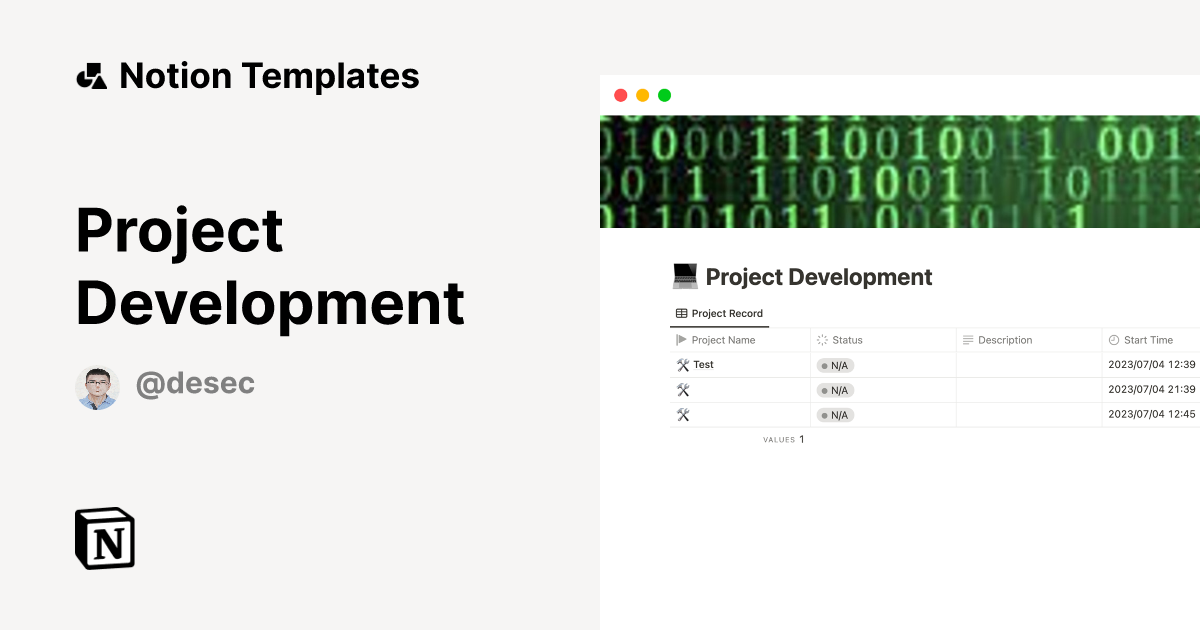 Project Development Template | Notion Marketplace
