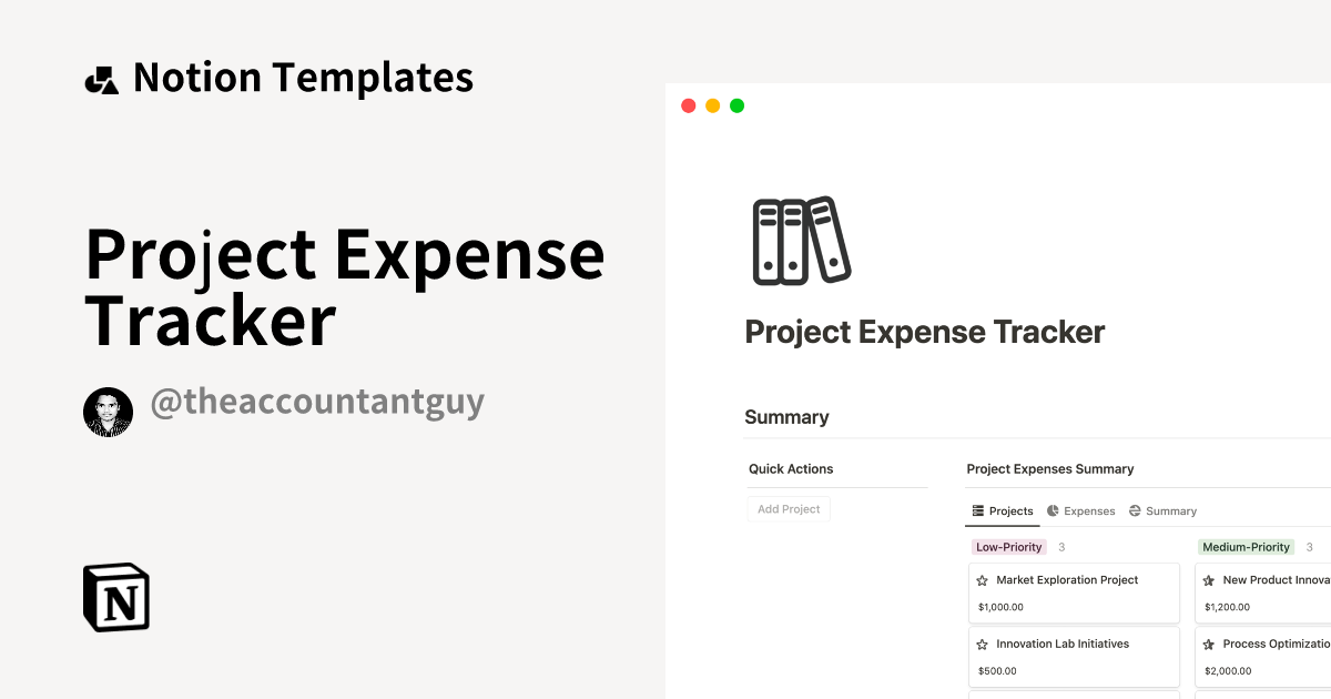 Project Expense Tracker Template by theaccountantguy | FinanceGuy ...