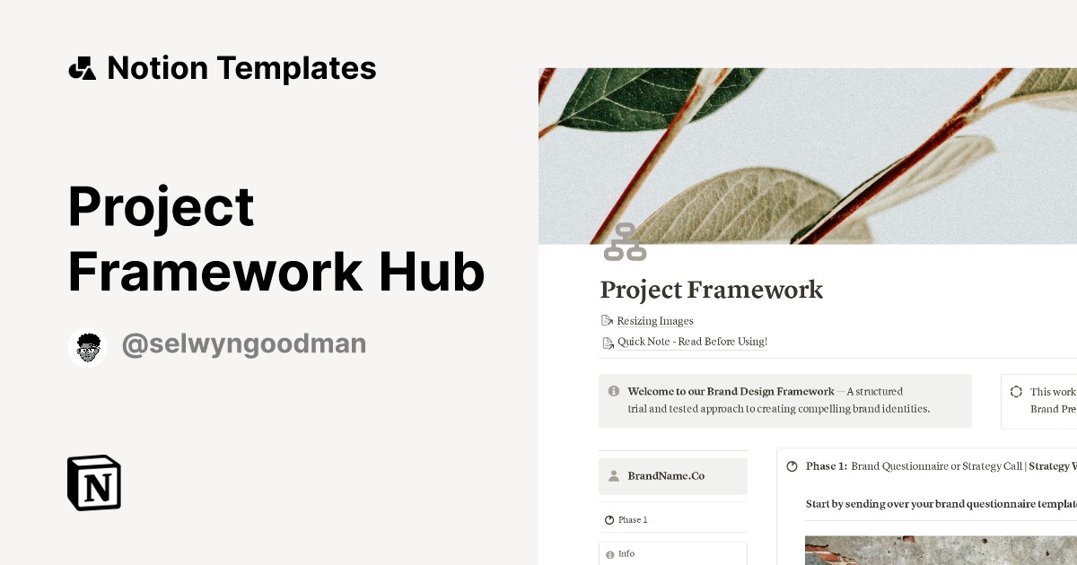 Project Framework Hub Template by Selwyn Goodman | Notion Marketplace