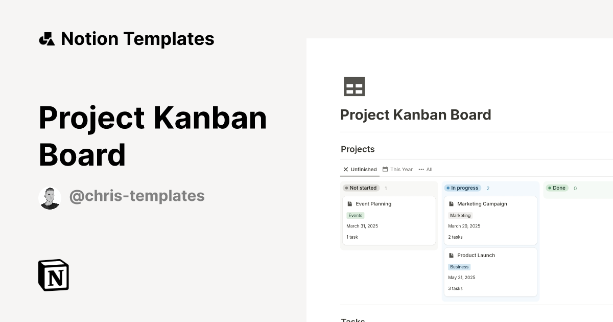 Project Kanban Board Template by Chris | Notion Marketplace