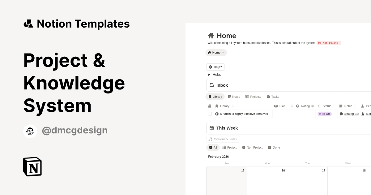 Project & Knowledge System Template | Notion Marketplace