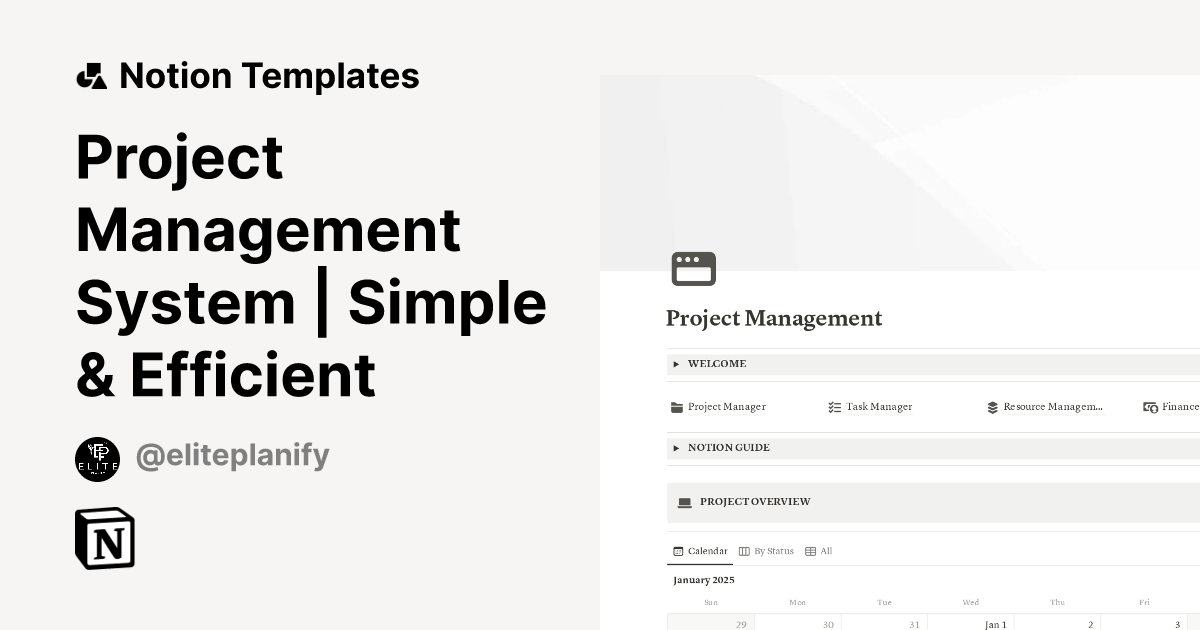 Project Management System | Simple & Efficient Template | Notion Marketplace