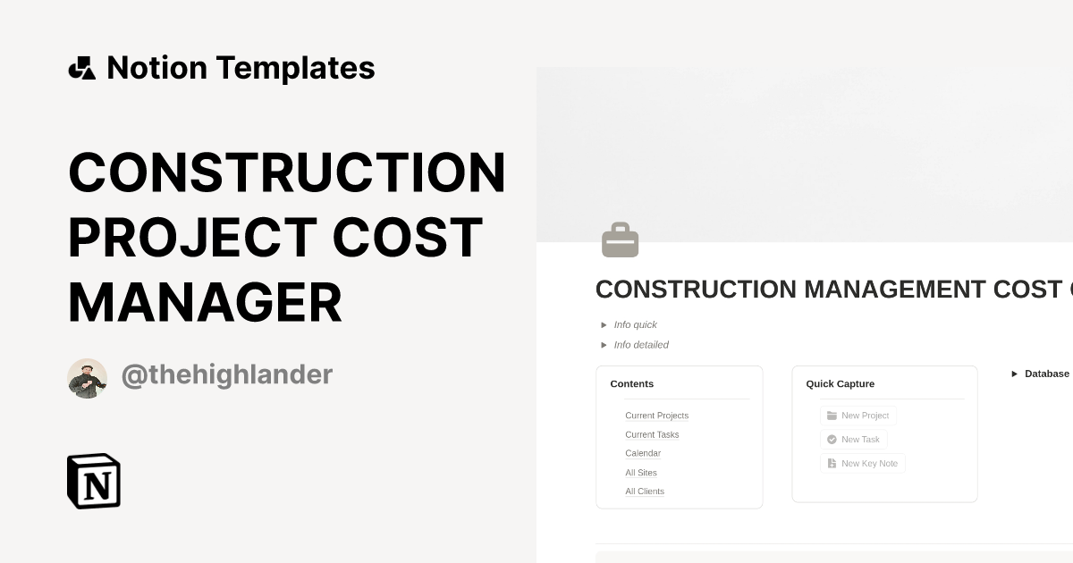CONSTRUCTION PROJECT COST MANAGER Template | Notion Marketplace