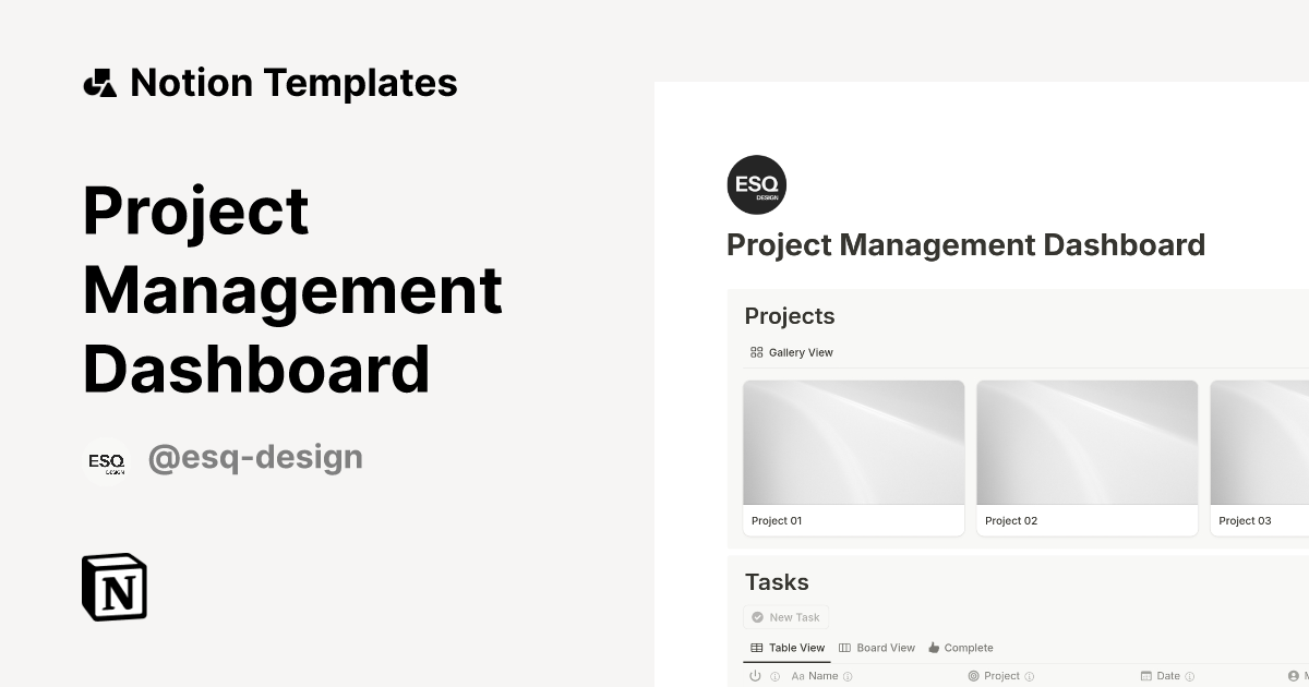 Project Management Dashboard Template | Notion Marketplace