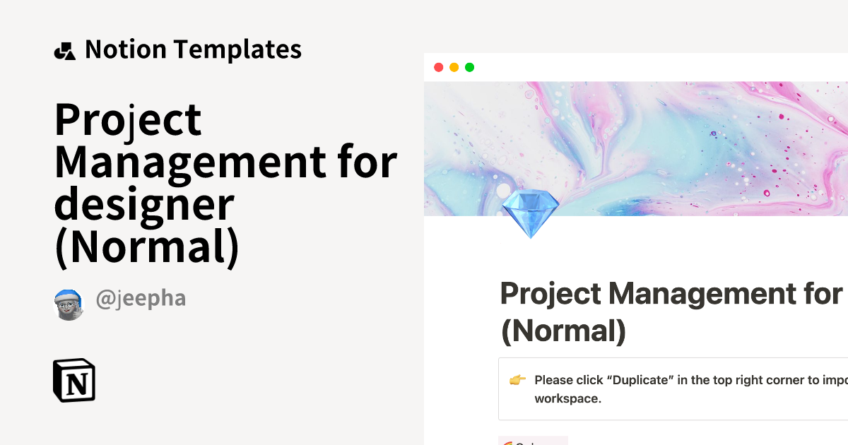 Project Management for designer (Normal) Template by Jeepha | Notion ...