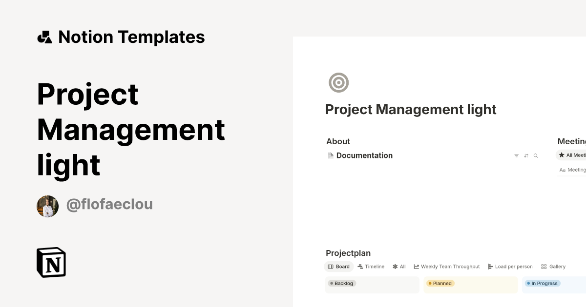 Project Management light Template by Flo Faesecke | Notion Marketplace