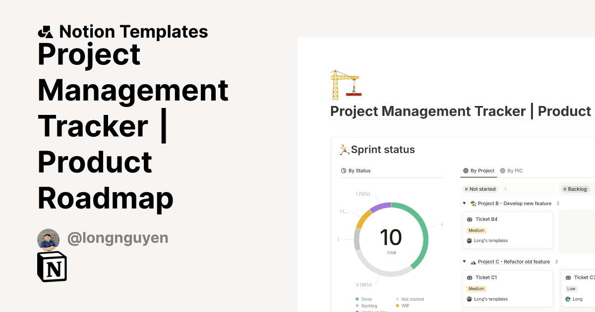 Project Management Tracker | Product Roadmap Template | Notion Marketplace