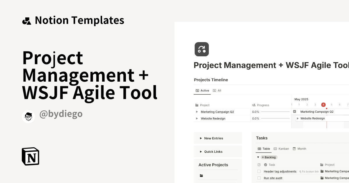 Project Management Wsjf Agile Tool Template By Bydiego Notion