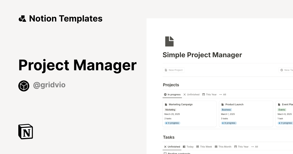 Project Manager Template | Notion Marketplace