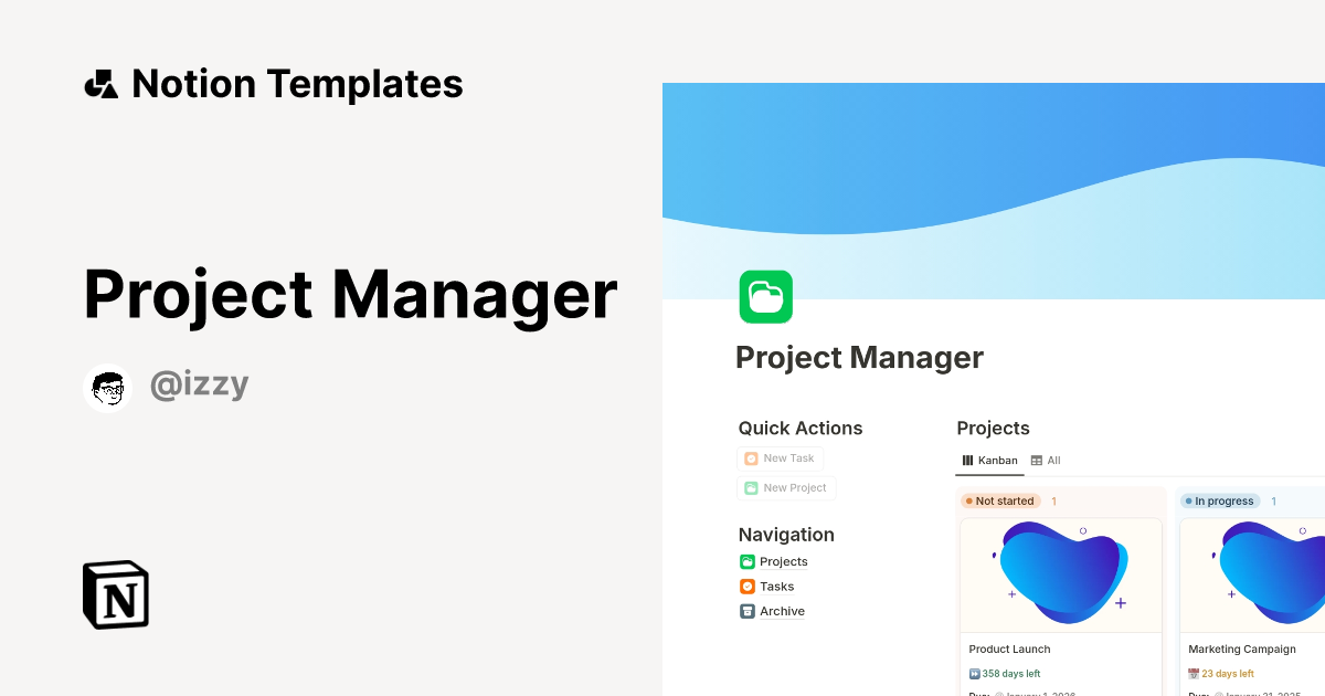 Project Manager Template | Notion Marketplace