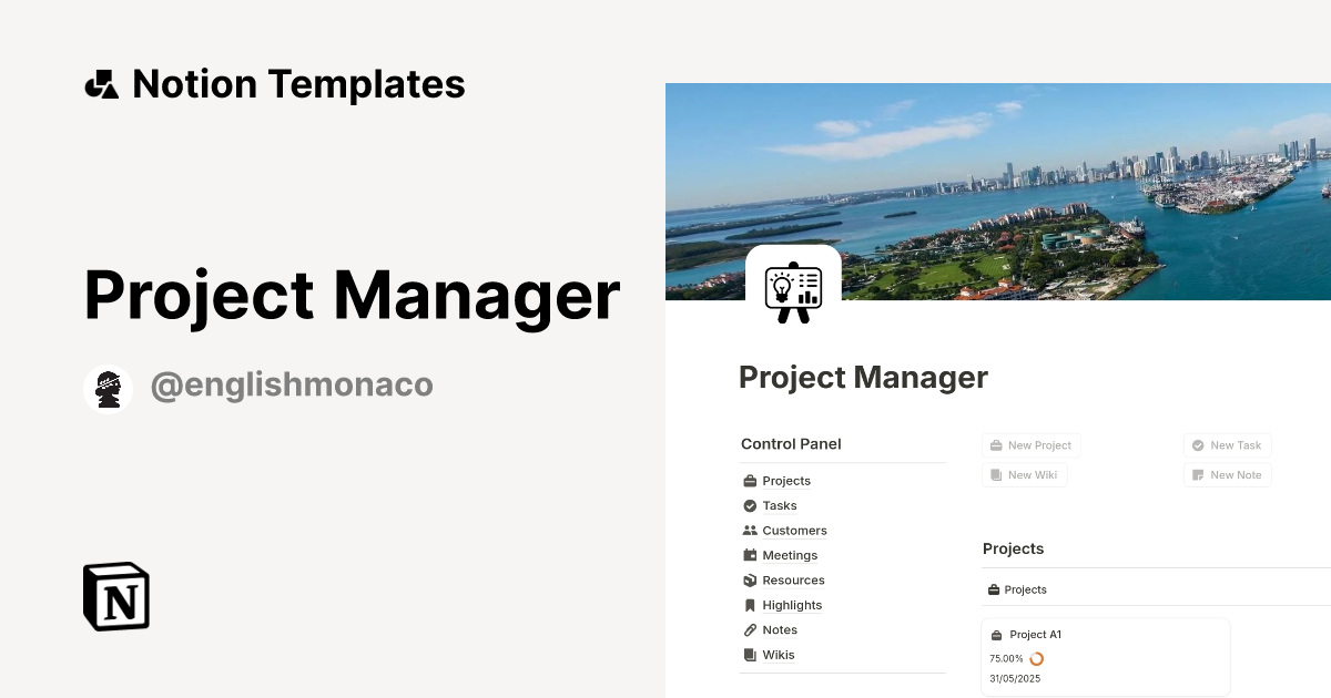 Project Manager Template by Mónaco | Notion Marketplace