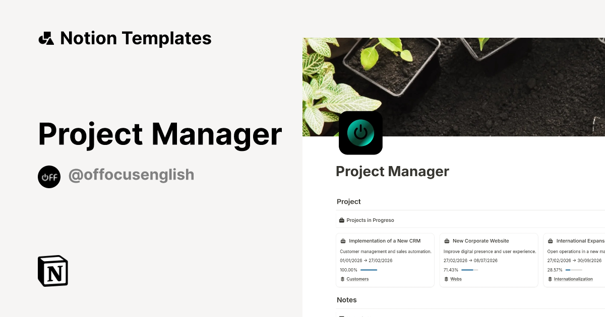 Project Manager Template | Notion Marketplace