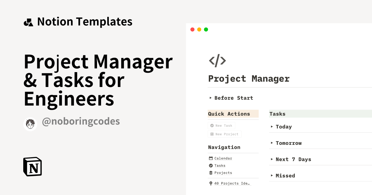 Project Manager & Tasks for Engineers Template by ByLucas | Notion ...