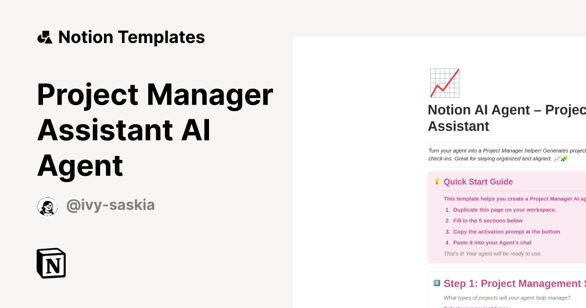 Project Manager Assistant AI Agent Template by Ivy Saskia | Notion ...