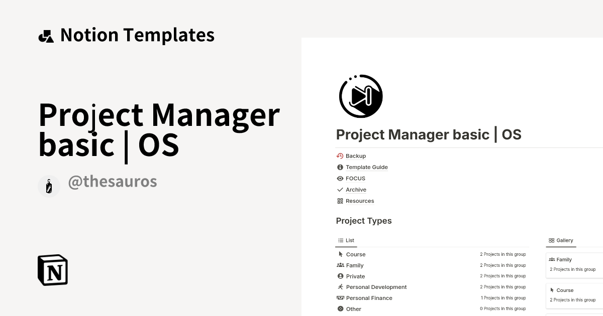Project Manager basic | OS Template | Notion Marketplace