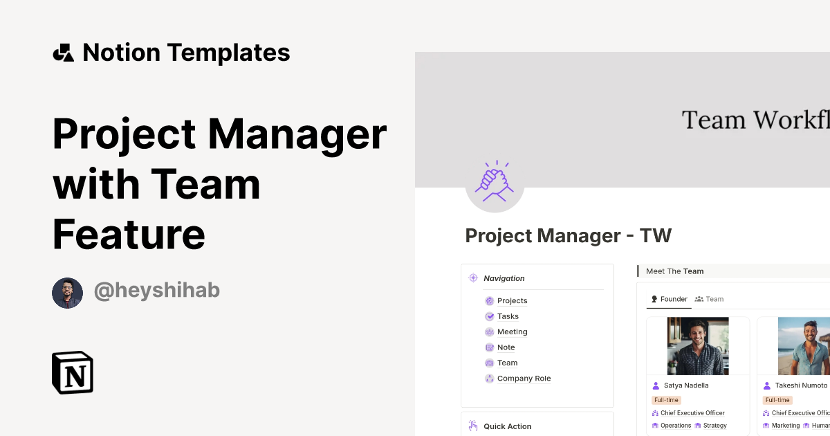 Project Manager with Team Feature Template by Shihab | Notion Marketplace