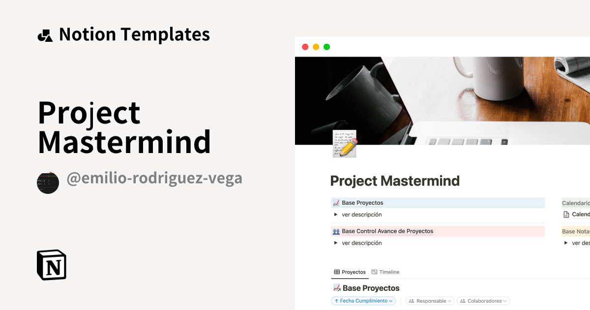 Project Mastermind Template by Emilio Rodríguez Vega | Notion Marketplace