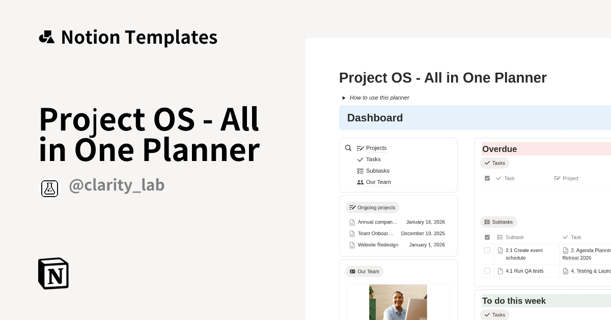 Project OS - All in One Planner Template | Notion Marketplace
