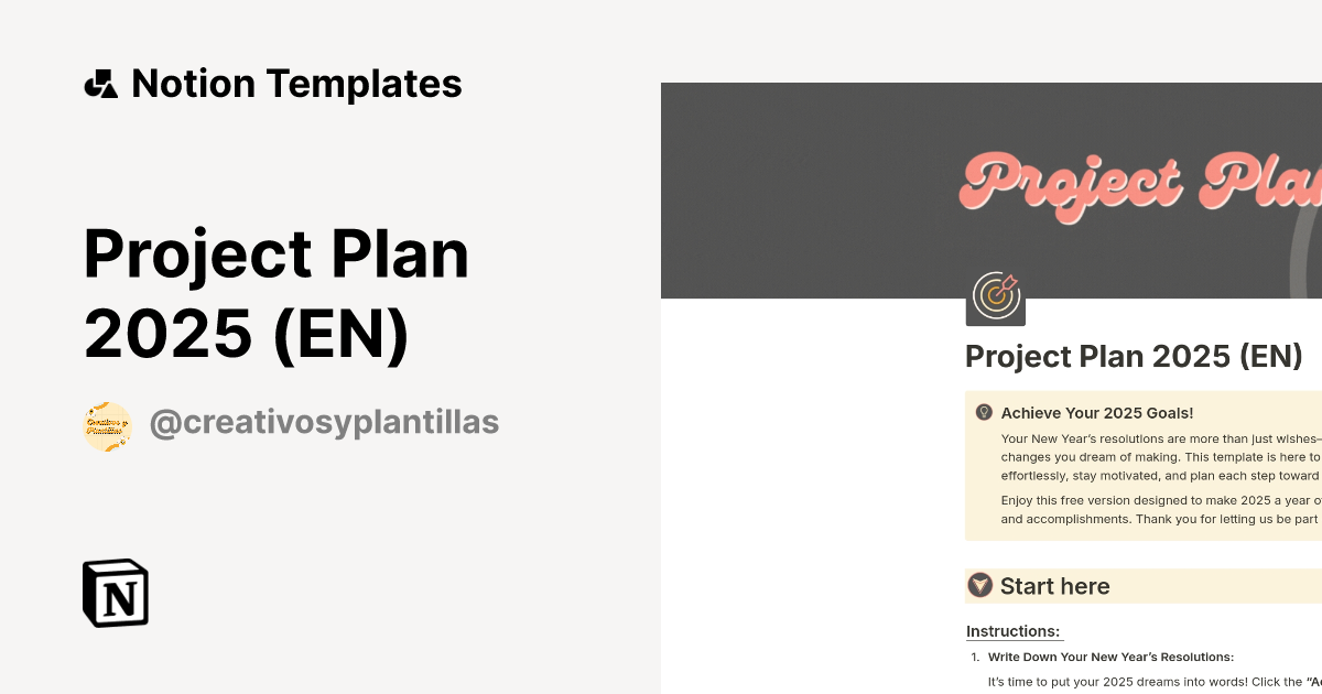 Project Plan 2025 (EN) Template | Notion Marketplace