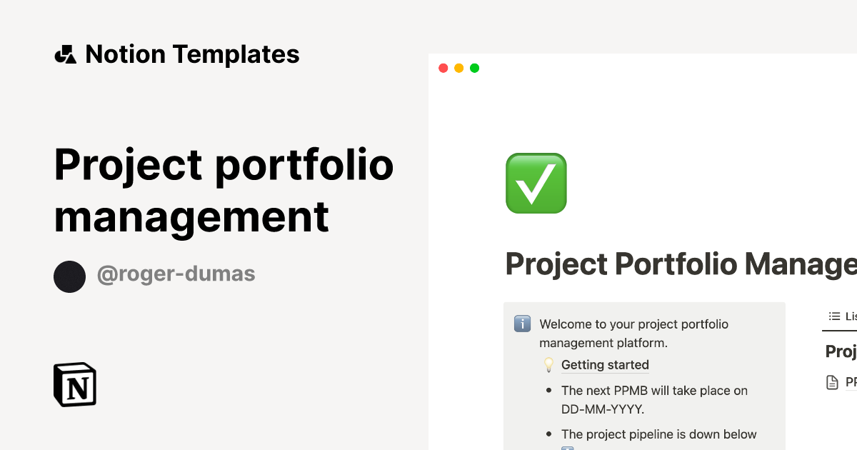 Project portfolio management Template | Notion Marketplace