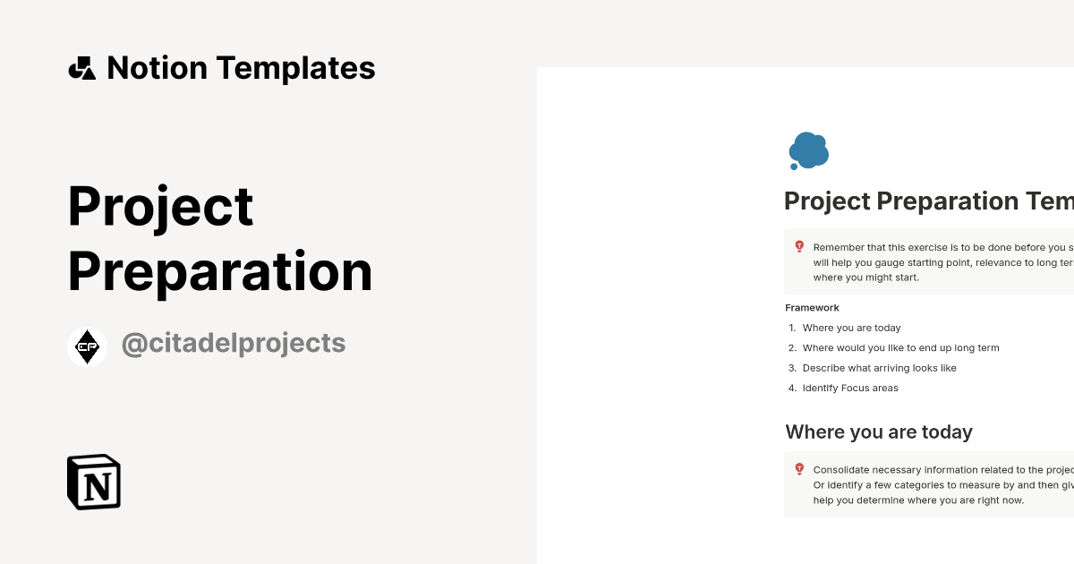Project Preparation Template | Notion Marketplace