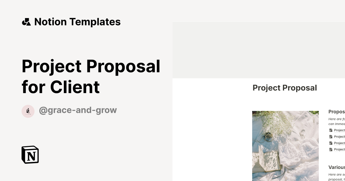 Project Proposal for Client Template by Grace and Grow | Notion Marketplace