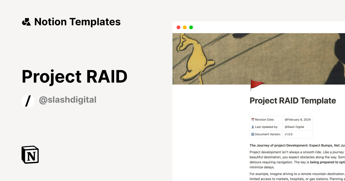 Project RAID Template by Slash Digital | Notion Marketplace