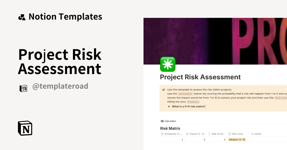Project Risk Assessment Template by Template Road | Notion Marketplace