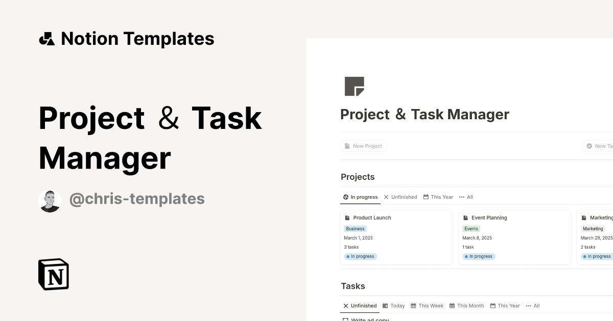 Project ＆ Task Manager Template | Notion Marketplace