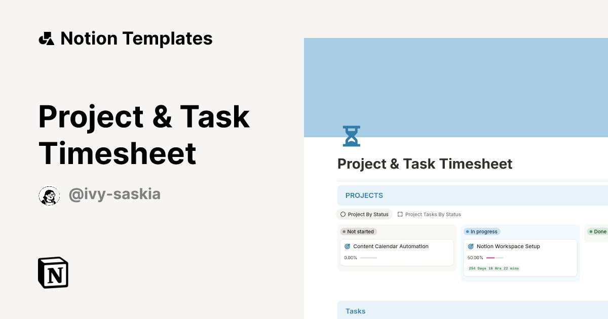 Project & Task Timesheet Template | Notion Marketplace