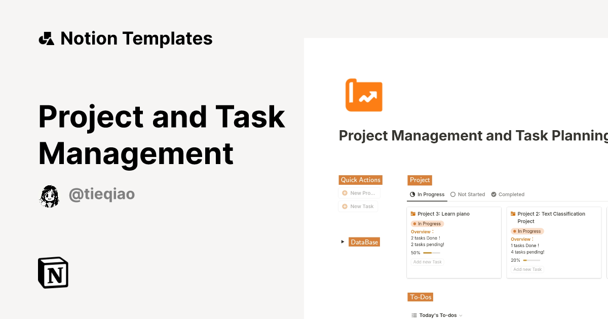 Project and Task Management Template | Notion Marketplace