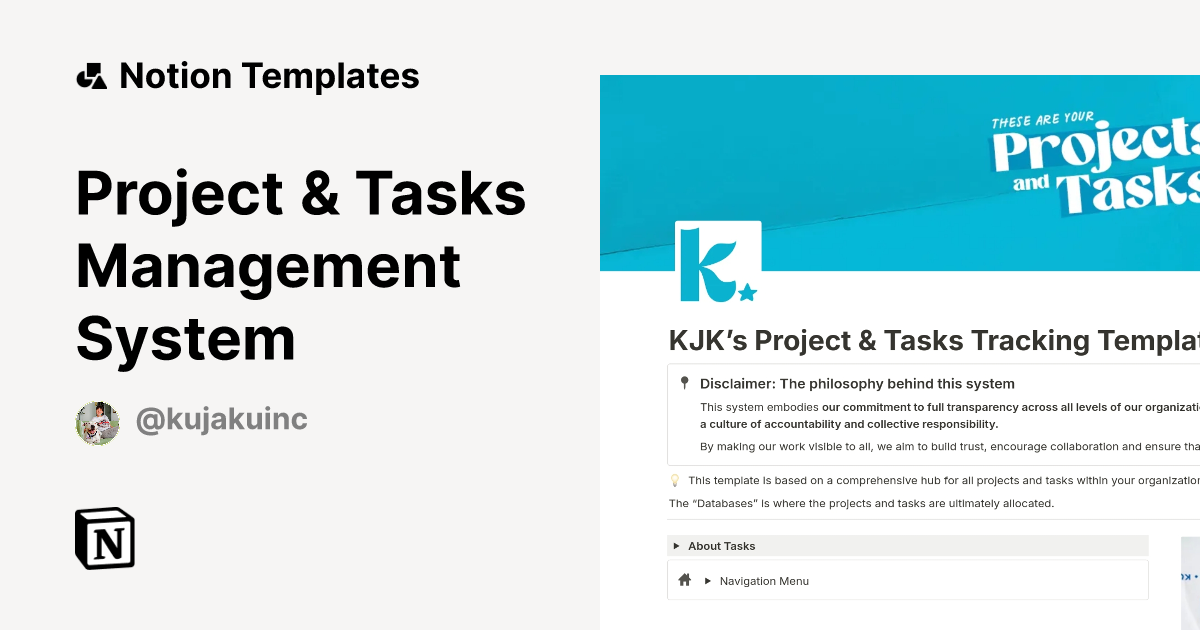 Project & Tasks Management System Template | Notion Marketplace
