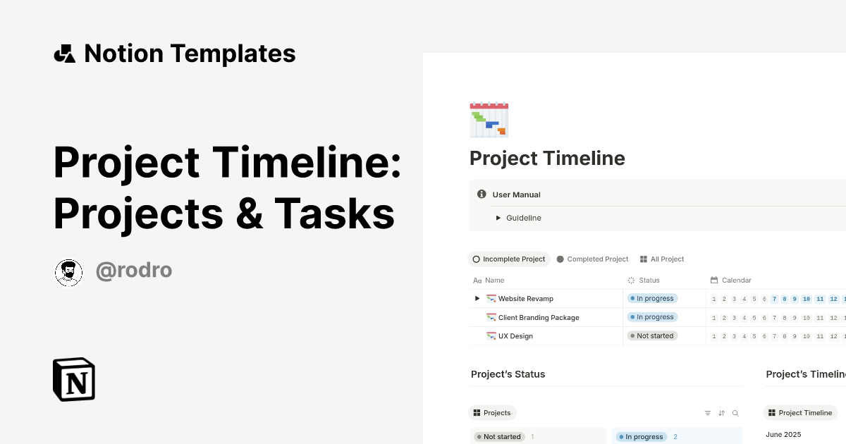 Project Timeline: Projects & Tasks Template by Rodro | Notion Marketplace