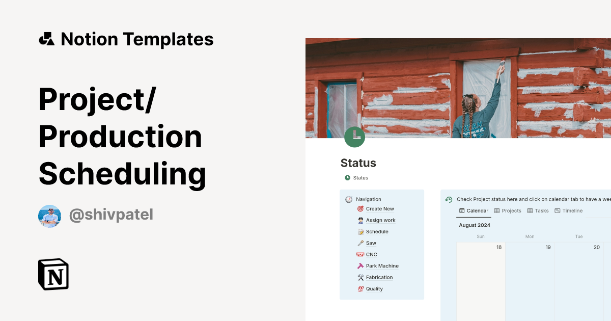Project/Production Scheduling Template | Notion Marketplace