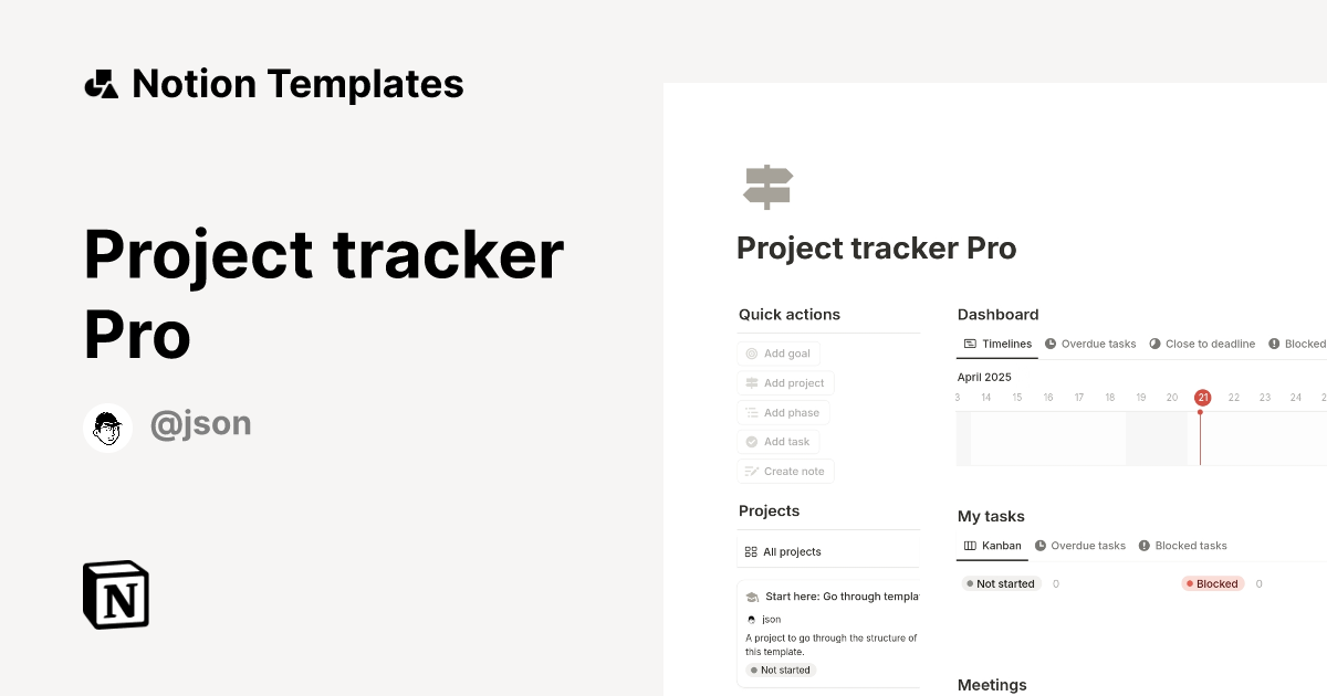 Project tracker Pro Template | Notion Marketplace