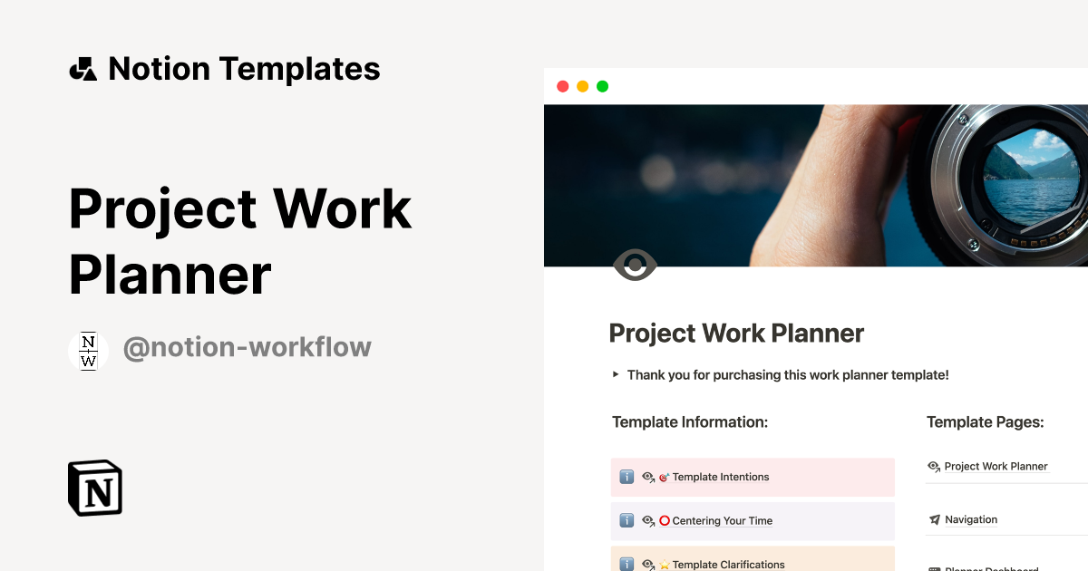 Project Work Planner Template by Notion Workflow | Notion Marketplace