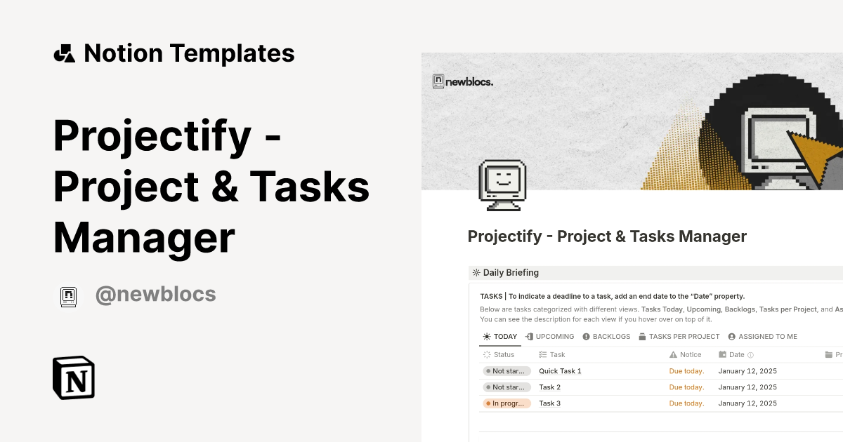 Projectify - Project & Tasks Manager Template | Notion Marketplace