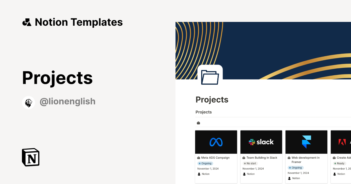 Projects Template by Lion | Notion Marketplace