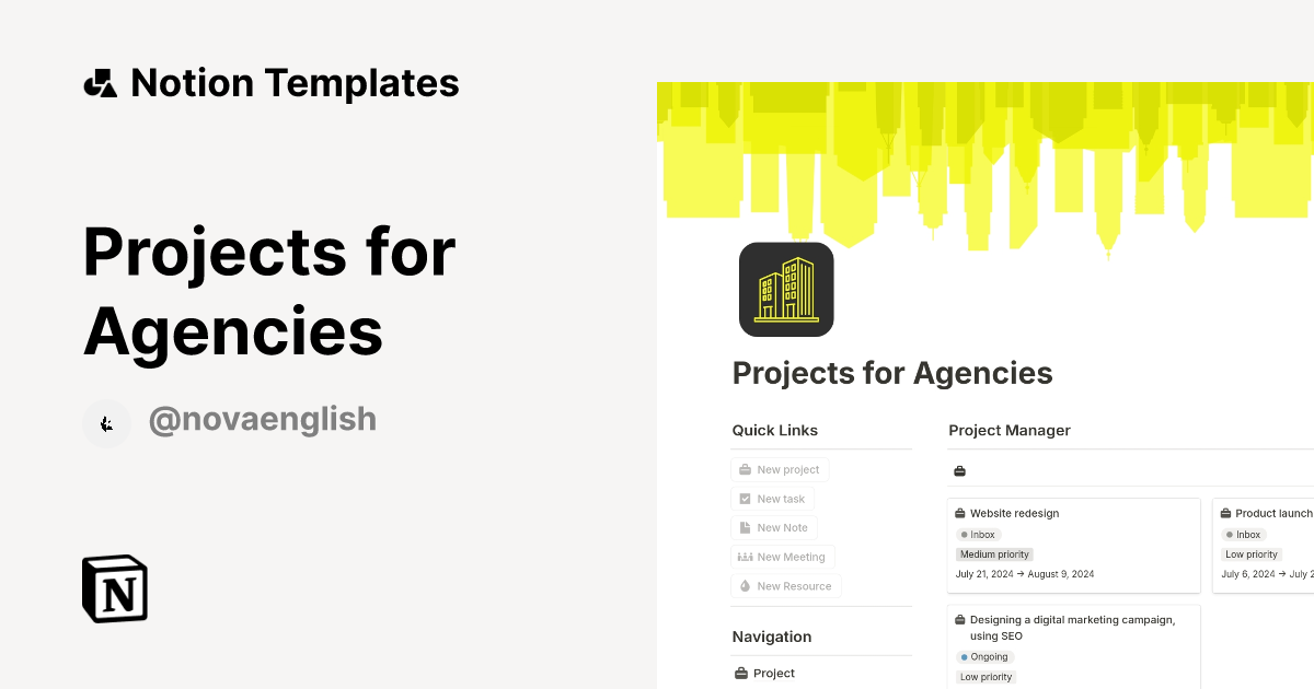 Projects for Agencies Template by Nova | Notion Marketplace